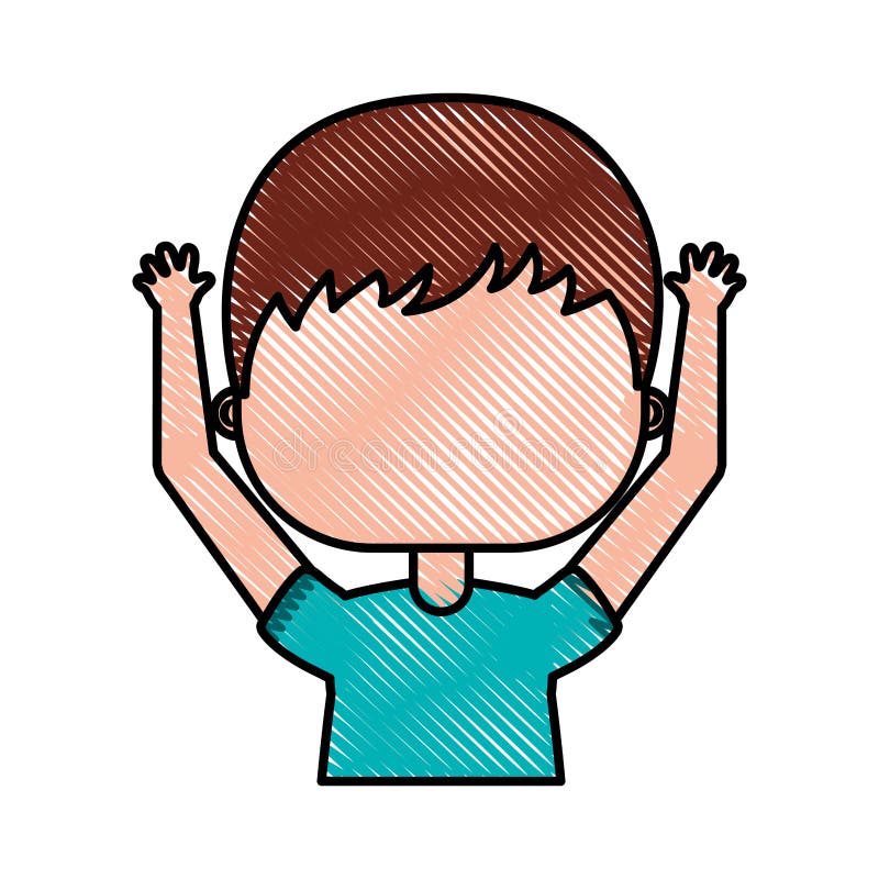 Cute Little Boy with Hands Up Character Stock Vector - Illustration of ...
