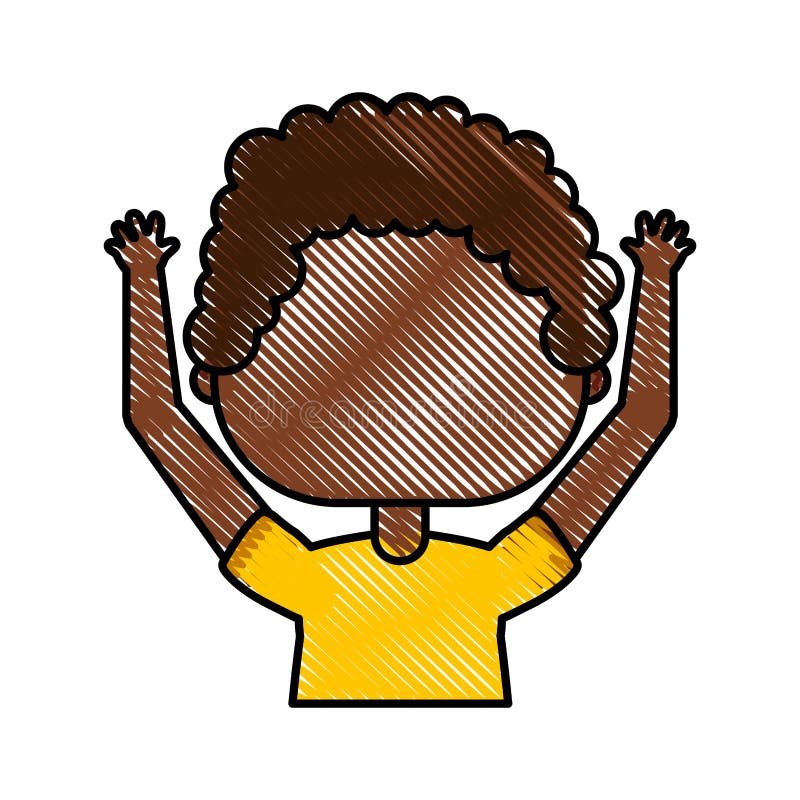Cute Little Boy with Hands Up Character Stock Vector - Illustration of ...