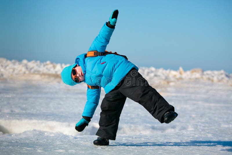 Cute Little Boy Having Fun on Cold Winter Day Stock Photo - Image of ...