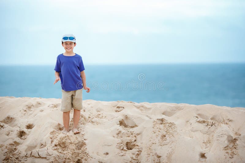 Cute Little Boy Having Fun on Sandy Beach Stock Image - Image of beach ...