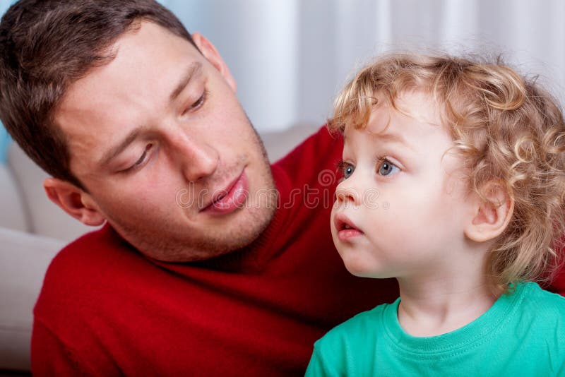 Cute Little Boy with His Dad Stock Image - Image of feelings, adorable ...