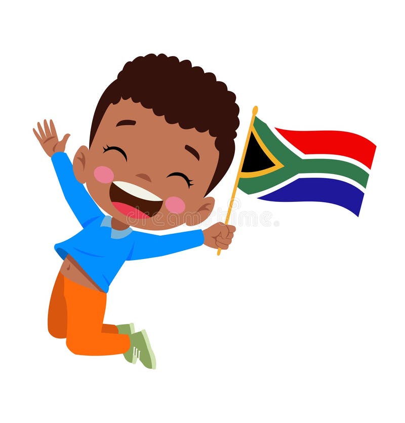 Cute Little Boy Holding Flag Stock Illustration - Illustration of ...