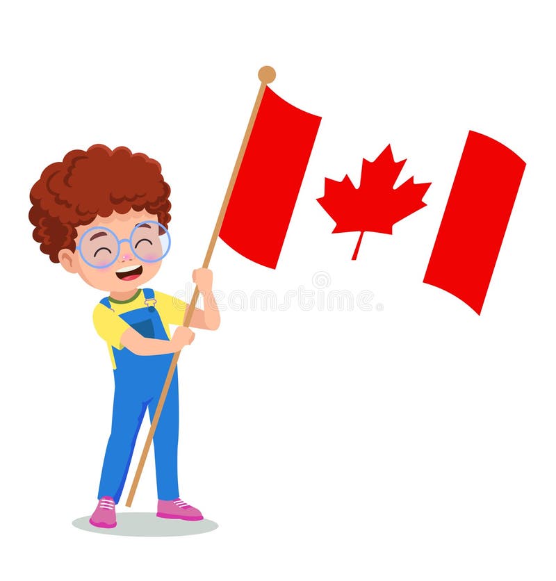 Cute Little Boy Holding Flag Stock Illustration - Illustration of ...