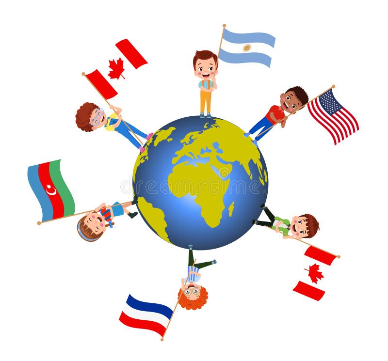 Cute Little Boy Holding Flag Stock Illustration - Illustration of girl ...