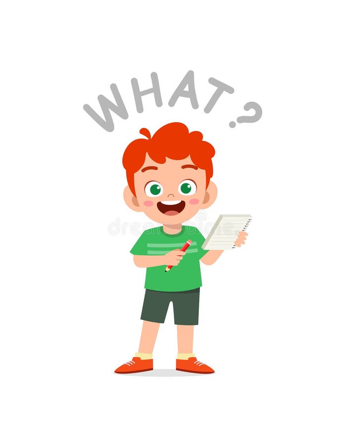 Cute Little Boy Holding Note Book As Journalist Stock Vector ...