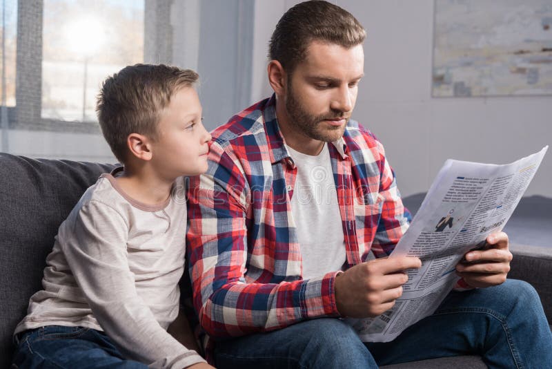 Father and Son Reading at Home Stock Image - Image of parent, child ...