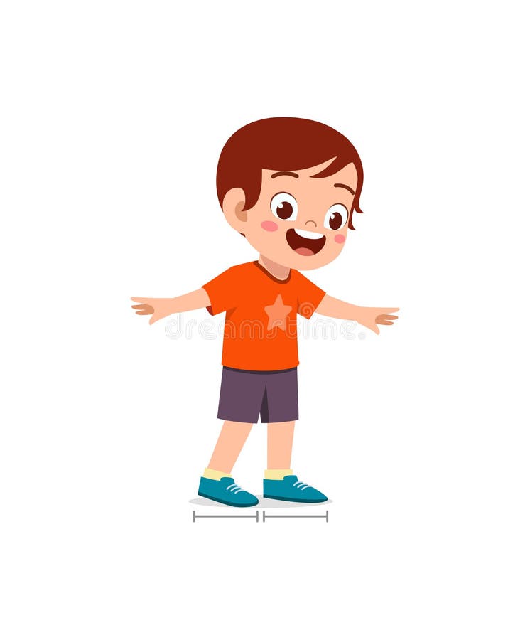 Cute Little Boy Measure Length Using Foot Step Stock Vector ...
