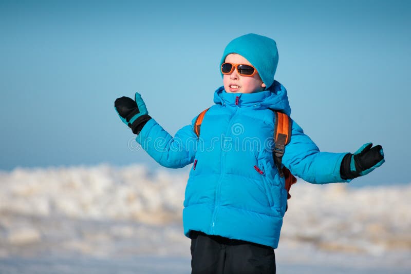 Cute Little Boy Outdoors on Cold Winter Day Stock Photo - Image of ...
