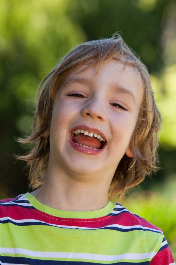Composite Image of Happy Little Boy in the Park Stock Image - Image of ...