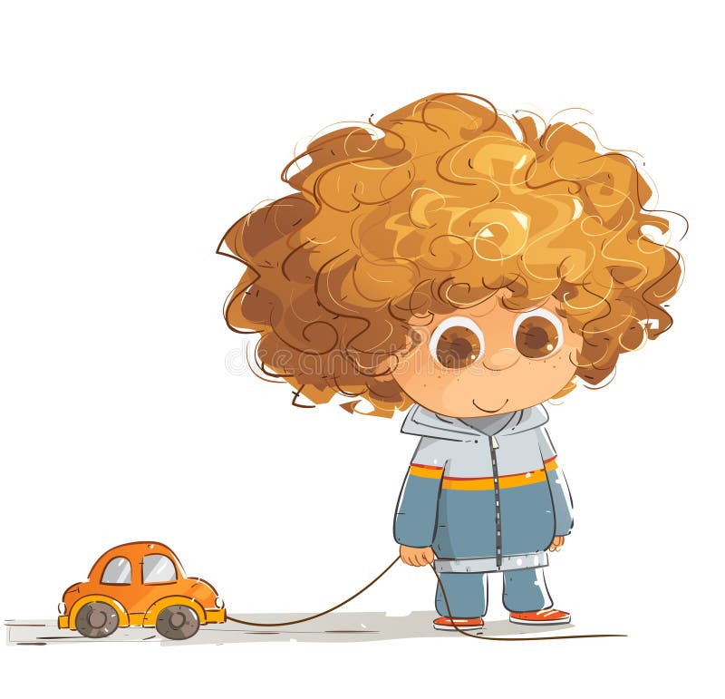 Cute Little Boy Playing Alone Stock Vector - Illustration of human ...