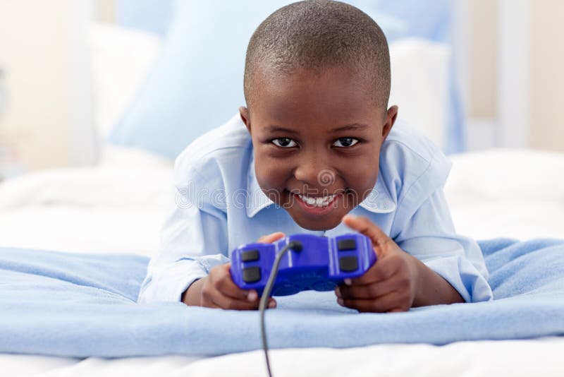 Cute Little Boy Playing Video Game with His Sister Stock Image - Image ...
