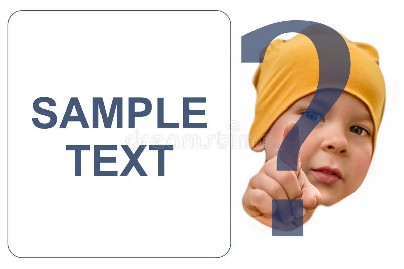 Cute Little Boy Pointing the Text with Question. Selective Focus on ...