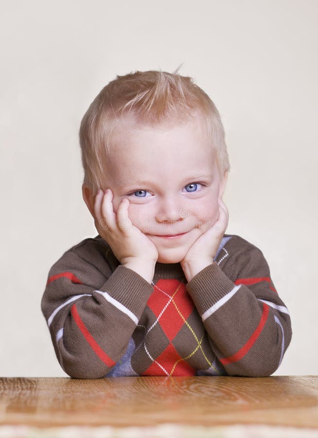 Cute Little Boy Portrait with Bored Expression Stock Image - Image of ...
