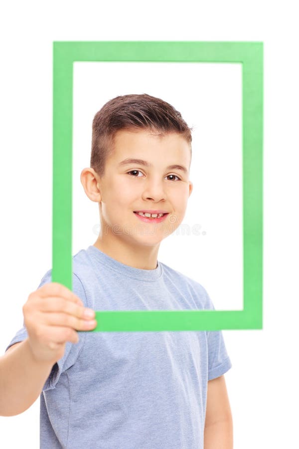 Cute Little Boy Posing Behind Picture Frame Stock Photos - Free ...