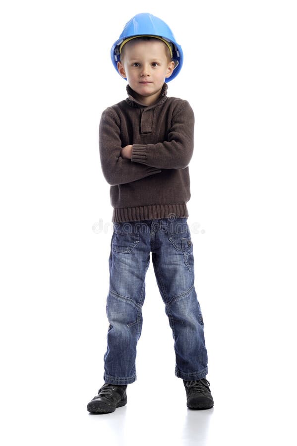 Cute Little Boy with Protection Helmet Stock Photo - Image of vertical ...