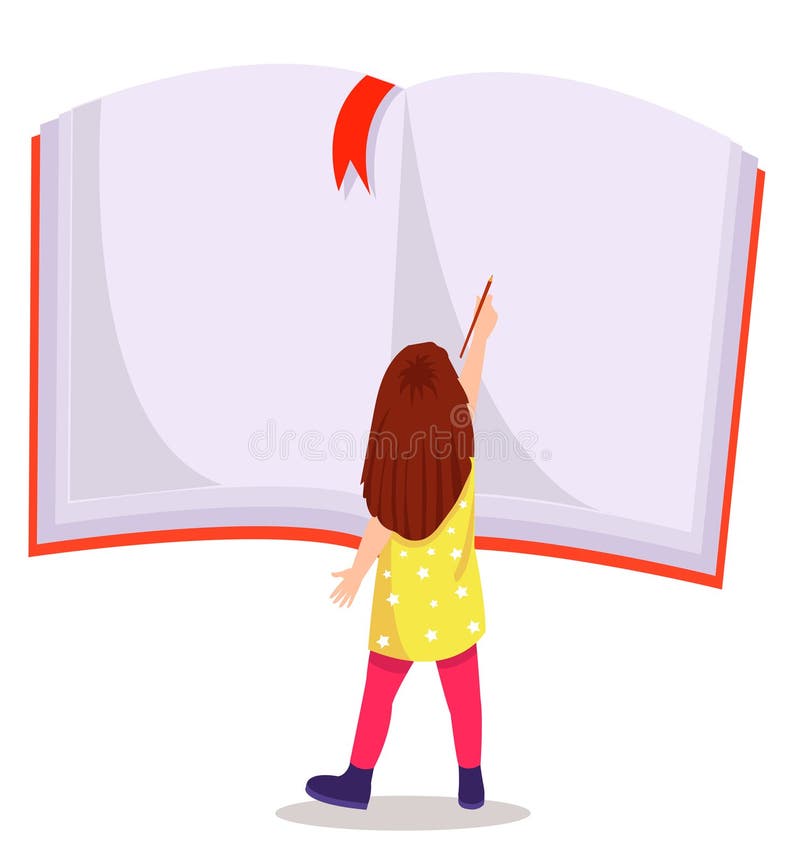 Cute Little Boy Reading Book Stock Illustration - Illustration of ...