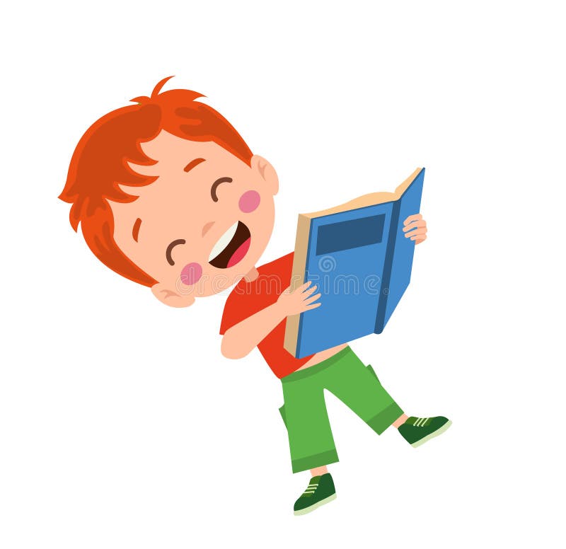 Cute Little Boy Reading Book Stock Illustration - Illustration of book ...