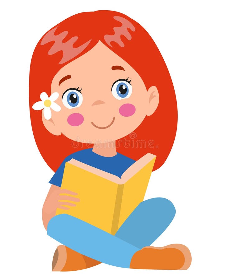Cute Little Boy Reading Book Illustration Stock Illustration ...