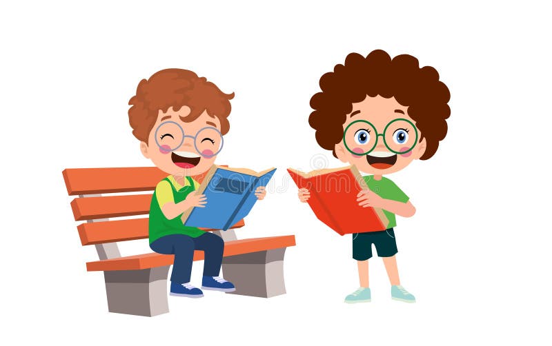 Cute Little Boy Reading Book Illustration Stock Illustration ...