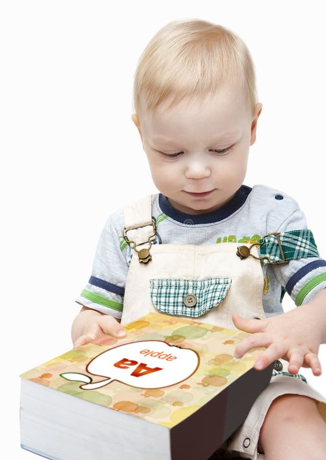 Cute Little Boy Reading a Book Stock Image - Image of male, concept ...