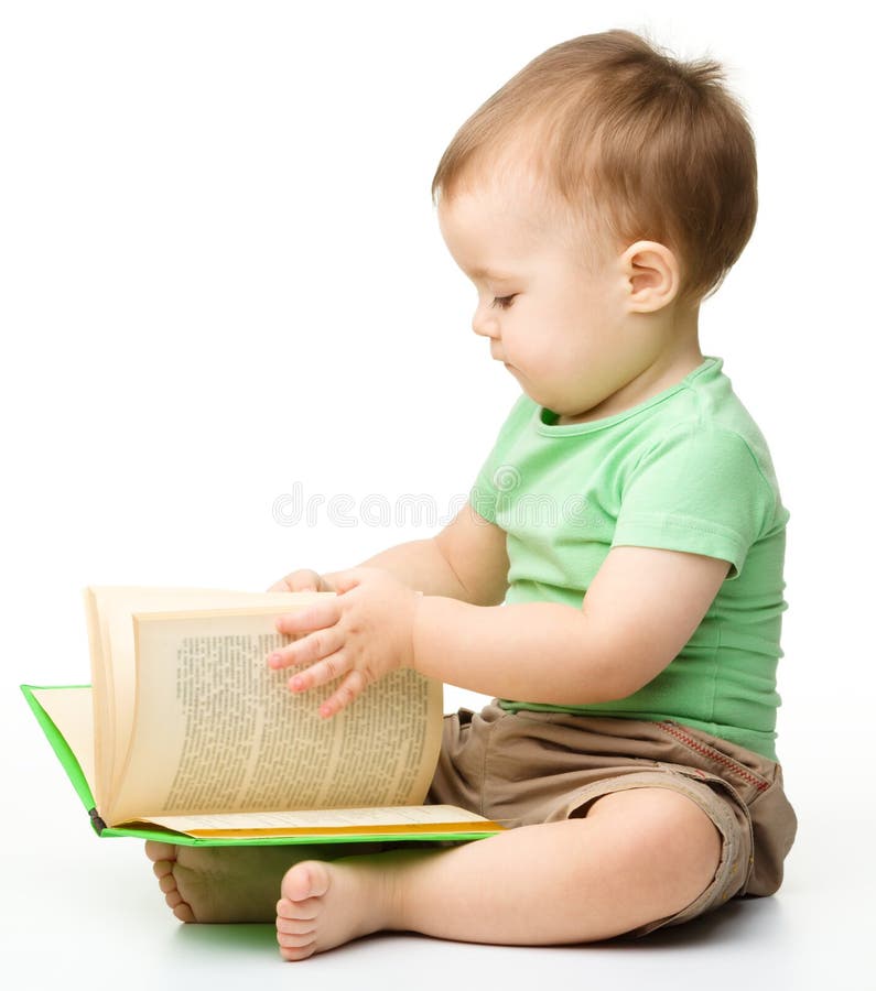 Cute Little Boy Reads a Book Stock Image - Image of cute, person: 25800075