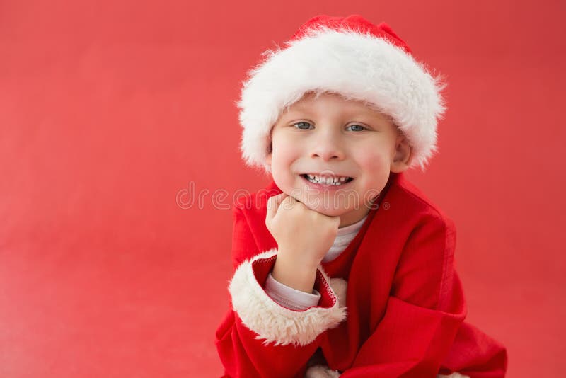 Cute Little Boy in Santa Costume Stock Photo - Image of celebrating ...
