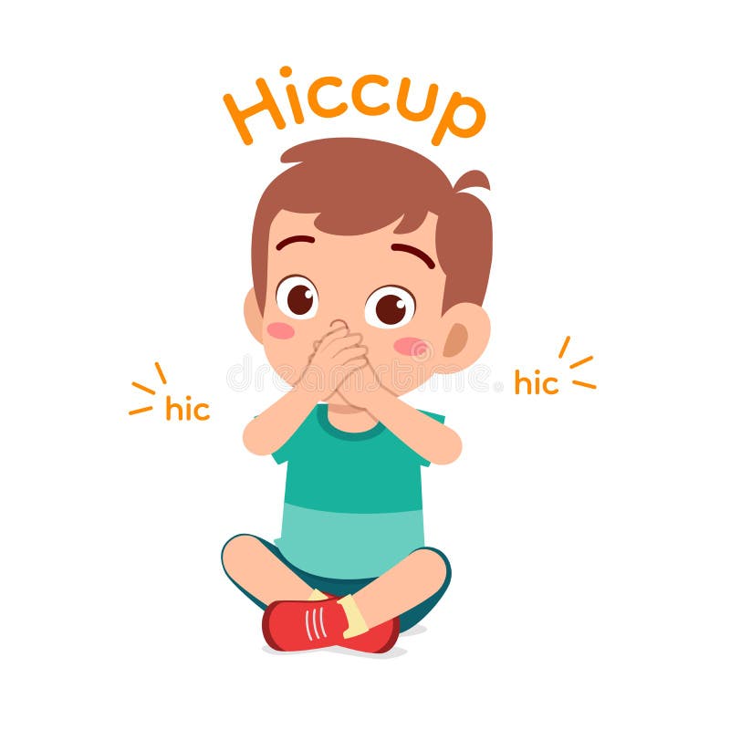 Cute Little Boy Sitting and Get Hiccup Stock Vector - Illustration of ...