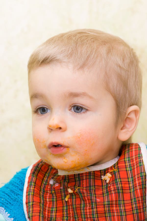 Cute Little Boy Stained With Squash Picture. Image: 8607187