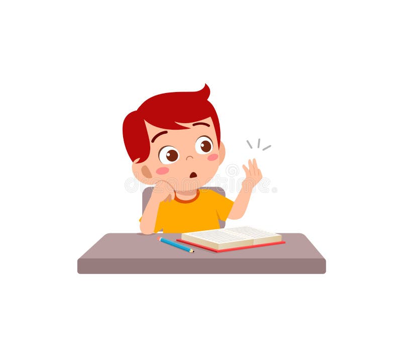 Cute Little Boy Study Math with Counting Finger Stock Vector ...