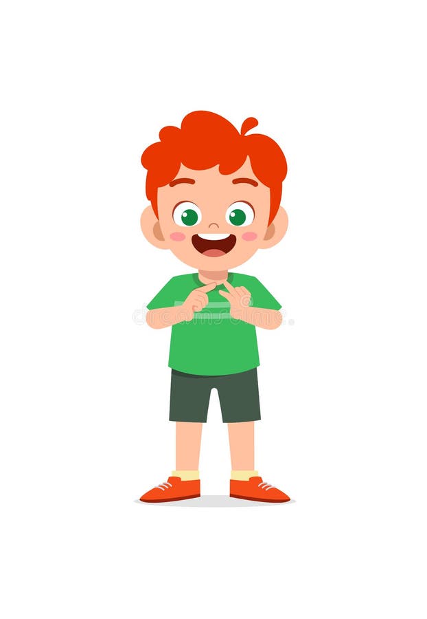 Cute Little Boy Study Math with Counting Finger Stock Vector ...