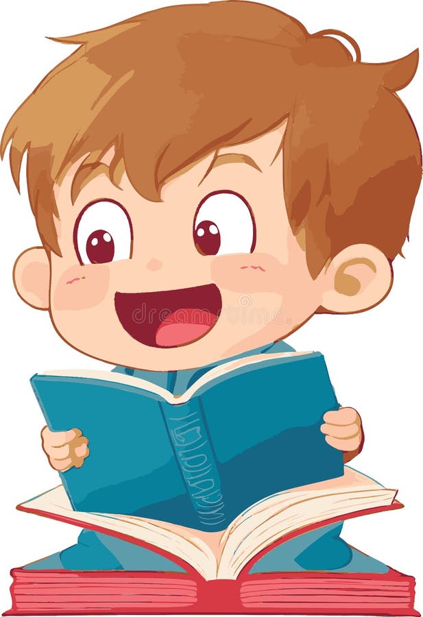 Cute Little Boy Studying Illustration Vector File Stock Vector ...