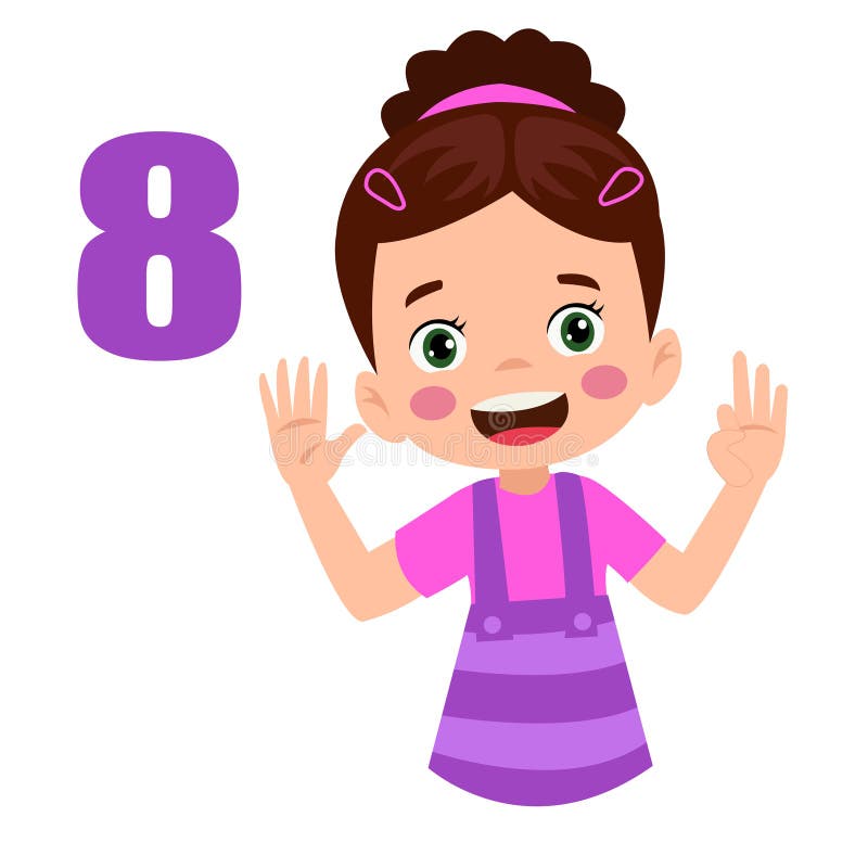 Cute Little Boy is Studying Math by Counting His Finger Stock Vector ...