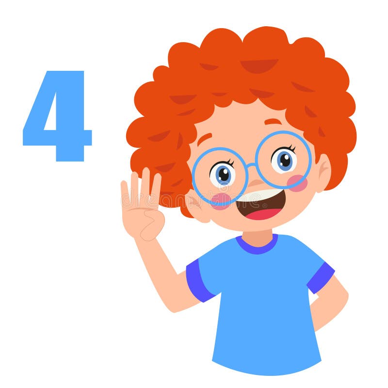 Cute Little Boy is Studying Math by Counting His Finger Stock Vector ...