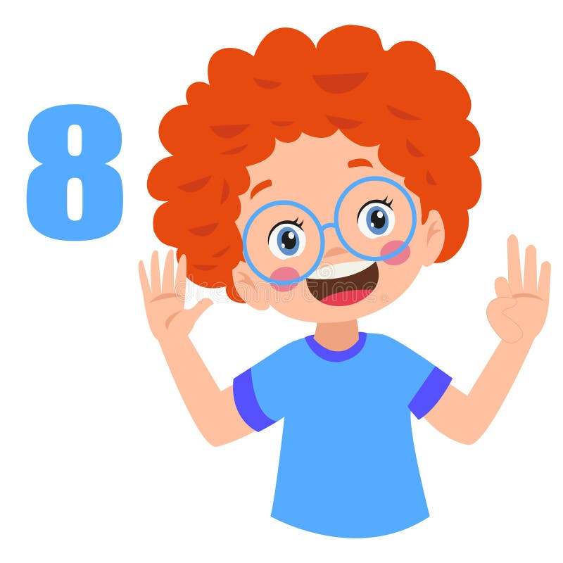 Cute Little Boy is Studying Math by Counting His Finger Stock Vector ...