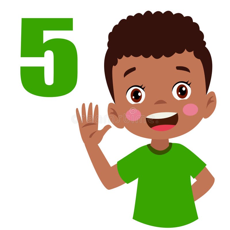 Cute Little Boy is Studying Math by Counting His Finger Stock Vector ...