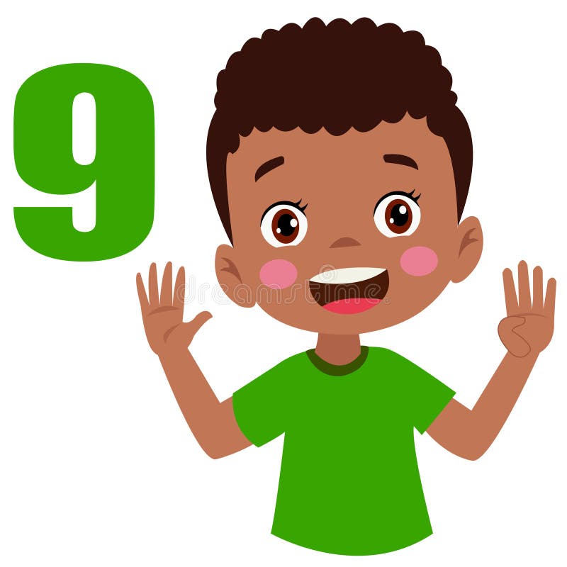 Cute Little Boy is Studying Math by Counting His Finger Stock Vector ...