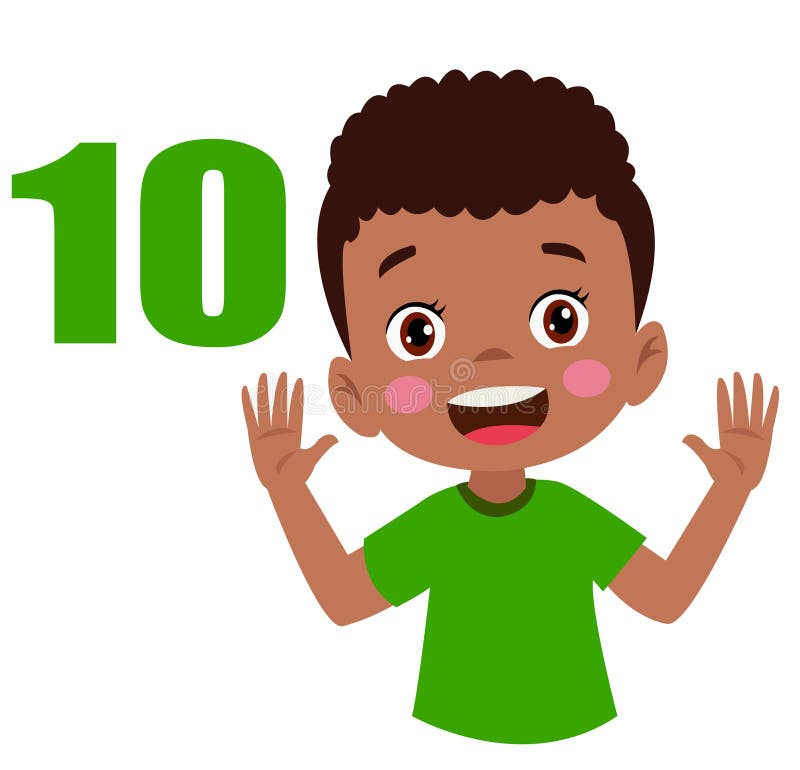 Cute Little Boy is Studying Math by Counting His Finger Stock Vector ...