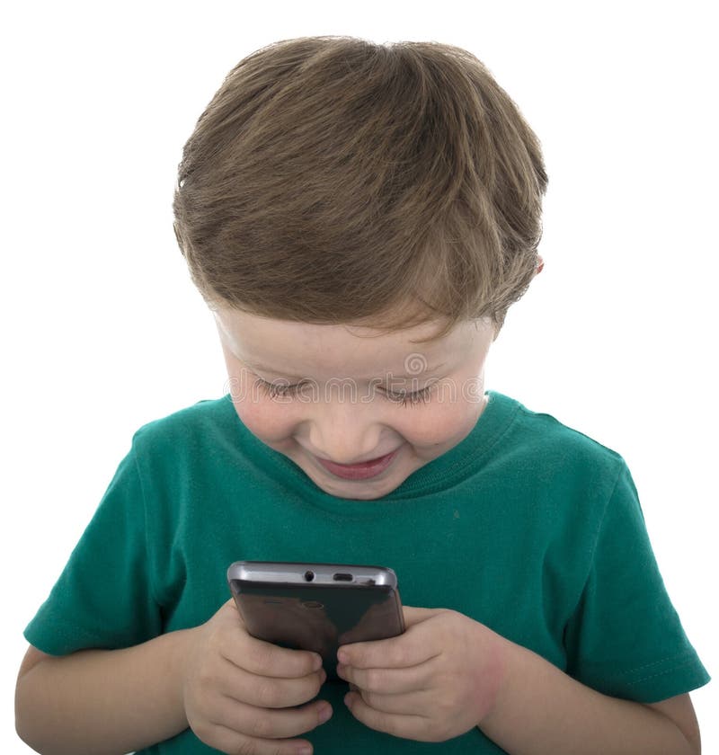 Cute Little Boy Texting on the Phone. Stock Image - Image of precious ...