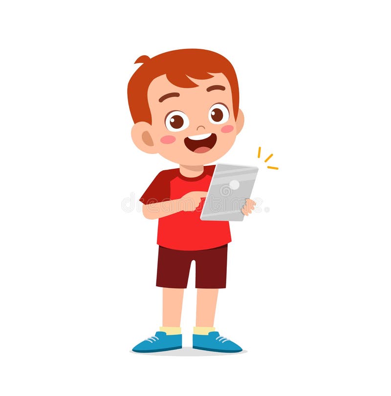Kid Boy Using Smartphone Vector Stock Illustration - Illustration of ...
