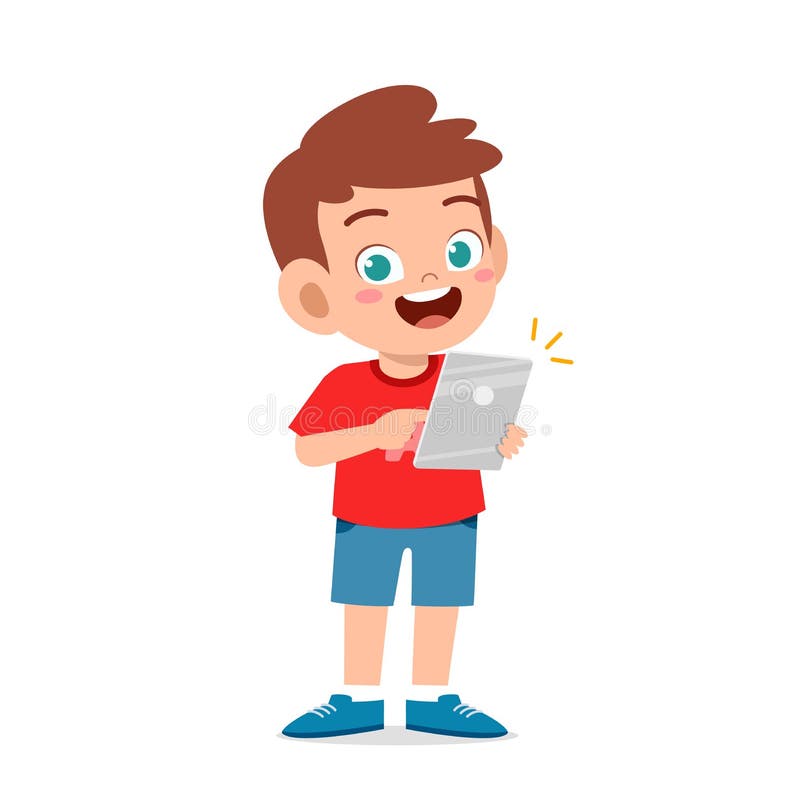 Kid Boy Using Smartphone Vector Stock Illustration - Illustration of ...
