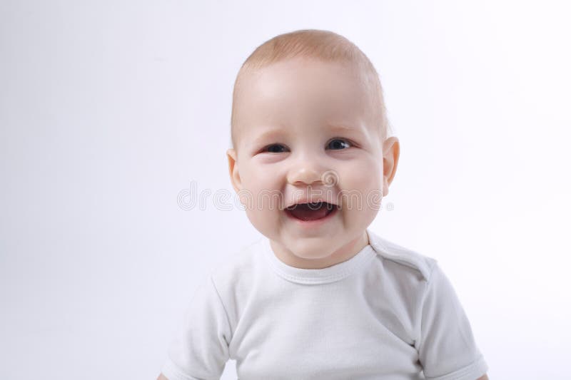 Cute Little Boy on White Background Stock Image - Image of healthy ...