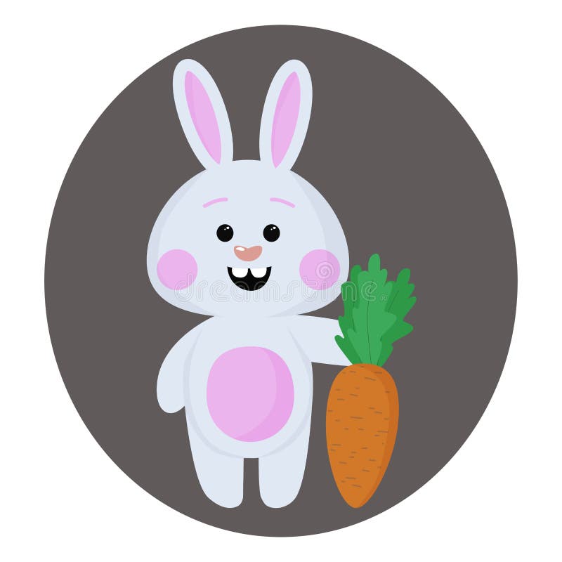 Cute Little Bunny with Carrot. Easter Bunny Multicolored Vector Clipart ...