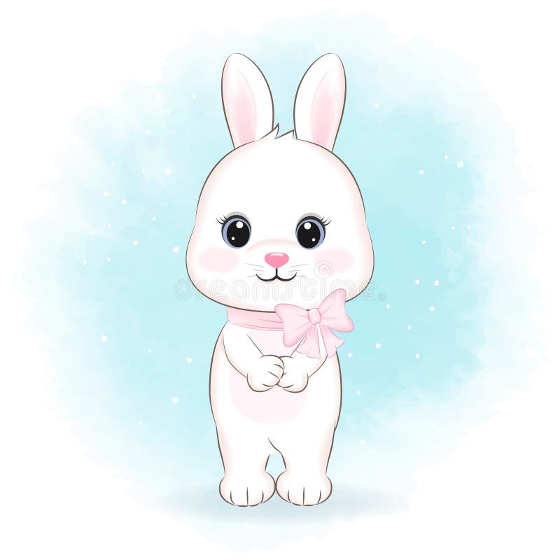 Cute Little Bunny Cartoon Illustration Stock Vector - Illustration of ...