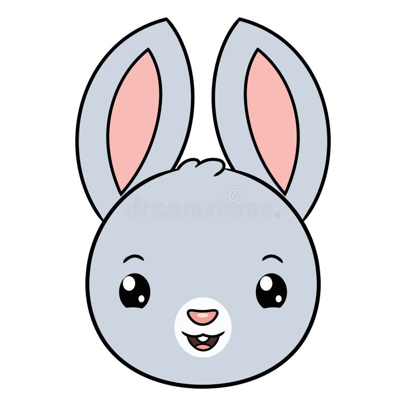 Cute Little Bunny Head on White Background Stock Vector - Illustration ...