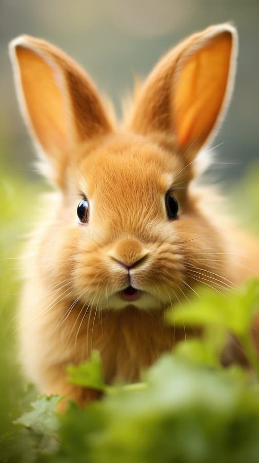 A Cute Little Bunny is Sitting in the Grass, AI Stock Photo - Image of ...