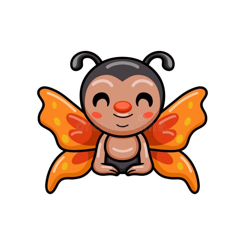 Cute Little Butterfly Cartoon Smiling Stock Vector - Illustration of ...