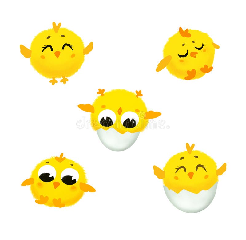 Cute Little Cartoon Chick Isolated on White Stock Illustration ...