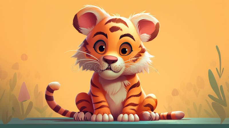 Cute Little Cartoon Tiger - Generative AI, AI Generated Stock ...