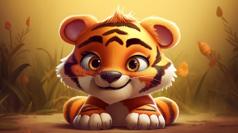 Cute Little Cartoon Tiger - Generative AI, AI Generated Stock ...