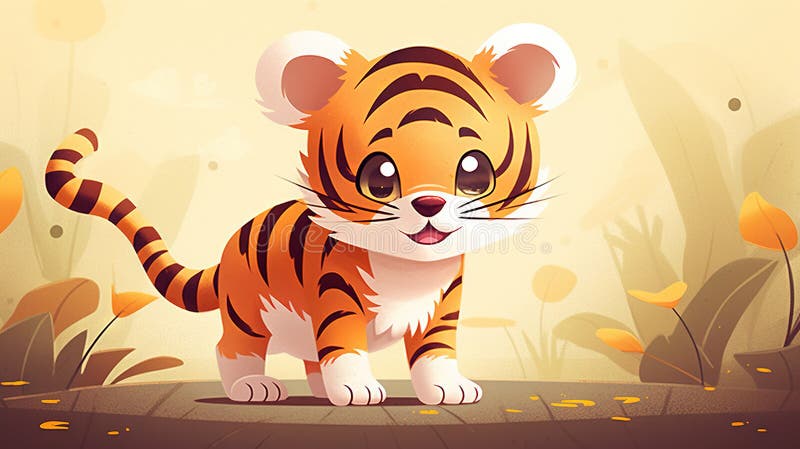 Cute Little Cartoon Tiger - Generative AI, AI Generated Stock ...